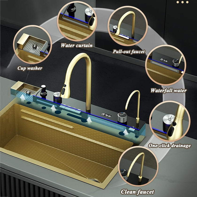 GD Waterfall LED Smart Kitchen Sink – LANOKE