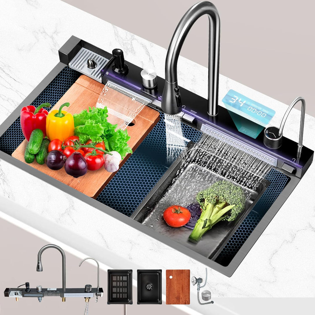 GD Waterfall LED Smart Kitchen Sink – LANOKE