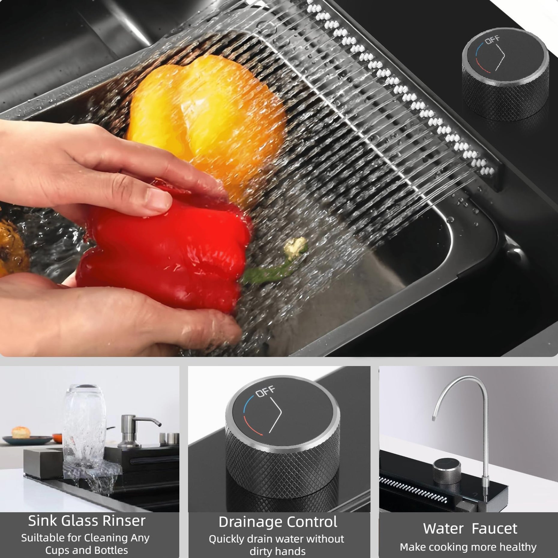 GD Waterfall LED Smart Kitchen Sink – LANOKE